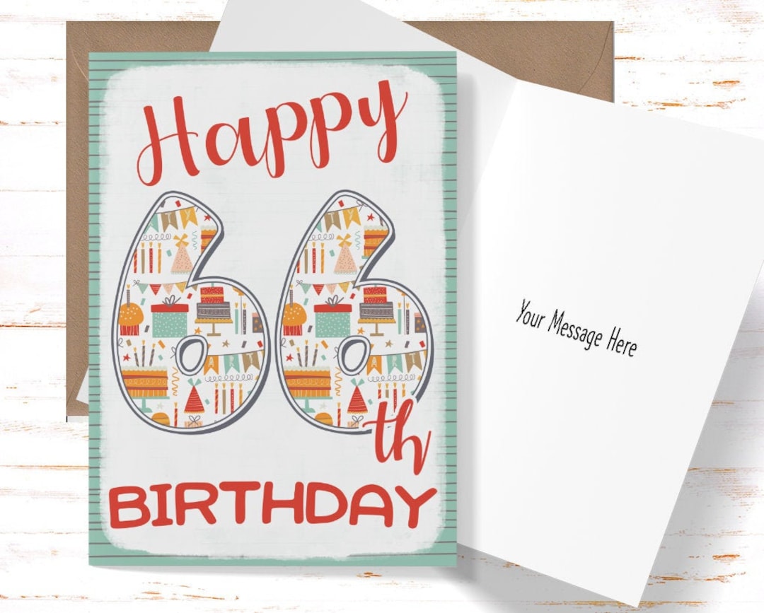 Happy 66th Birthday Card for Her Birthday Card for 66th - Etsy