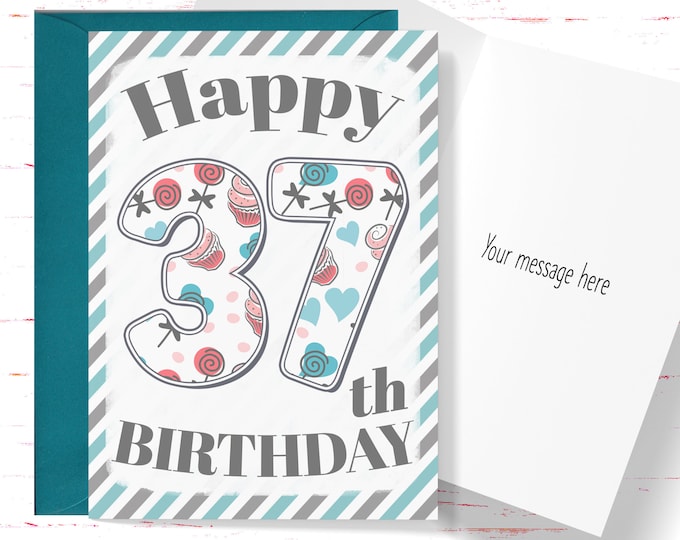 Funny 37th Birthday Card, 37th Birthday Card, 37 Year Old Birthday Card ...