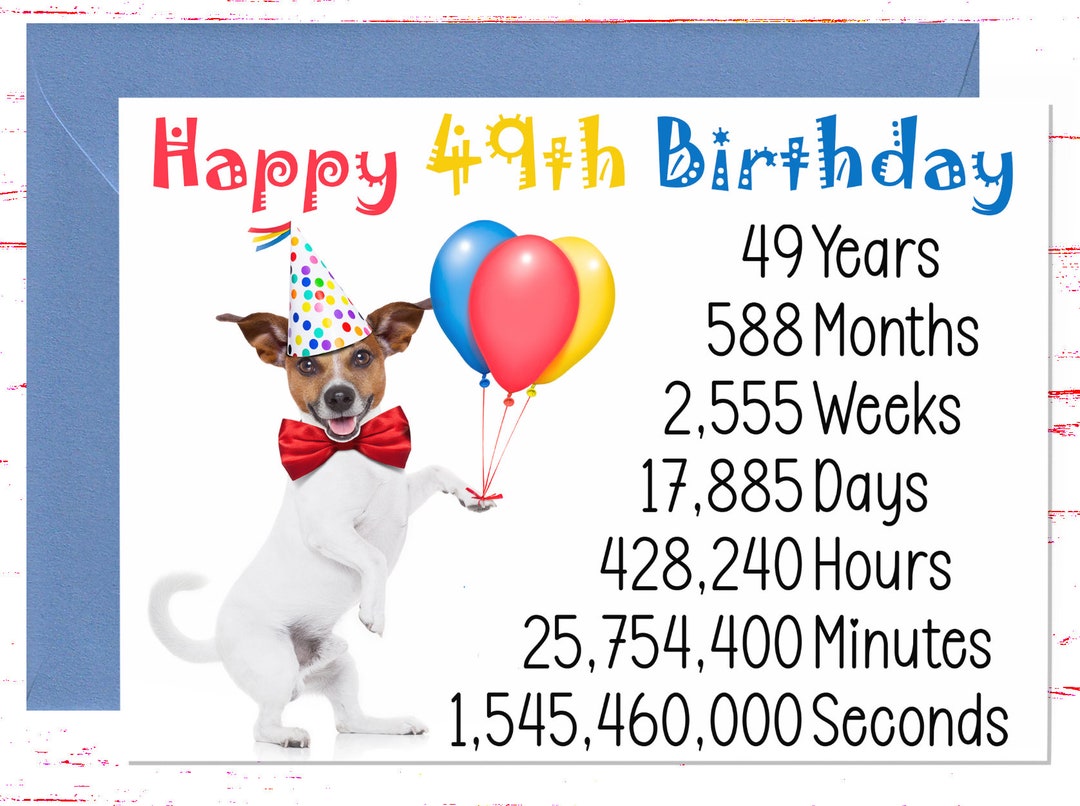 Cute 49th Birthday Card Time Count Birthday Card for 49th - Etsy