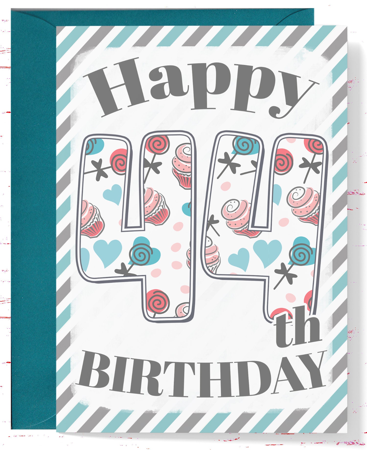 Happy 44th Birthday Card, Cute Birthday Card for 44 Year Old Birthday ...