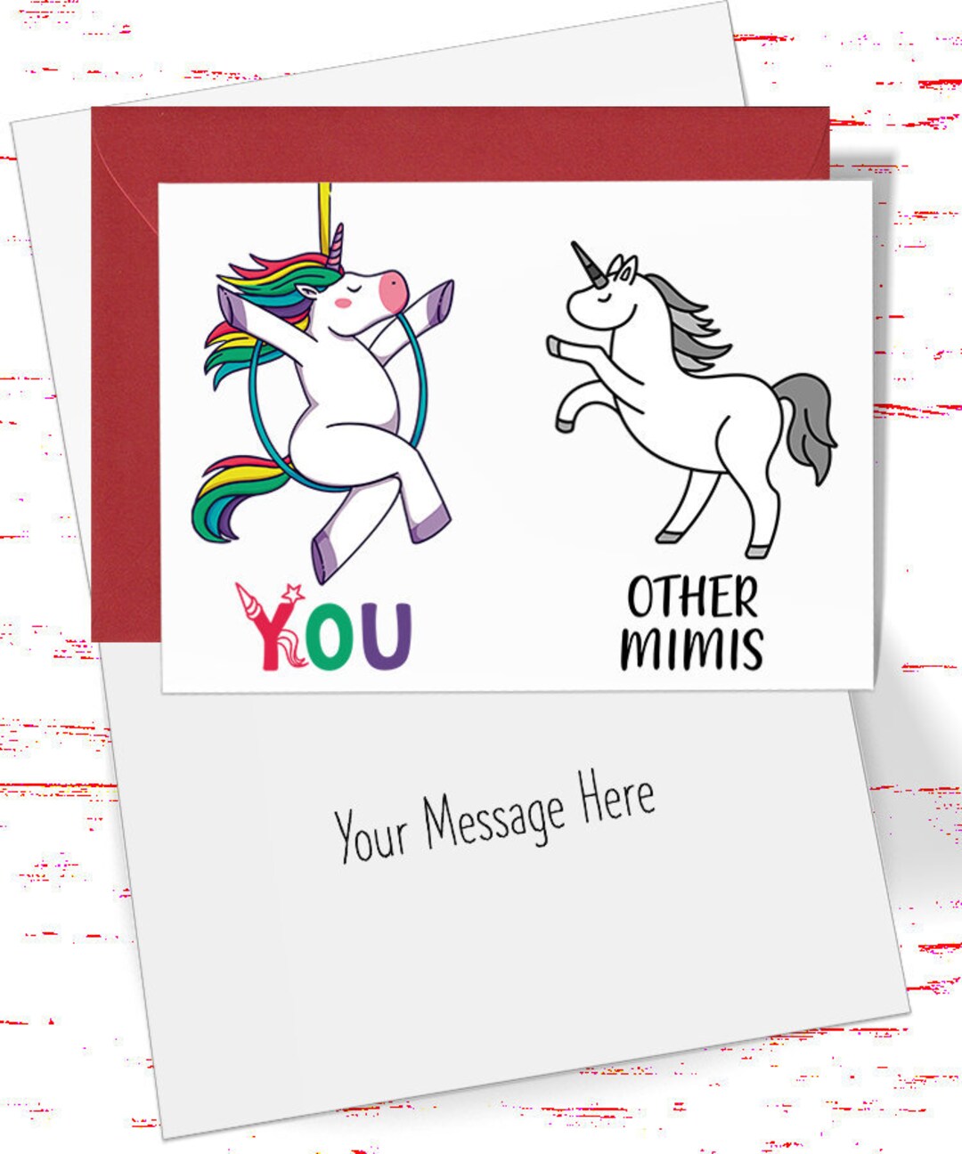 Unicorn Card for Mimi, Birthday Card for Mimi, Greeting Card for Mimi ...