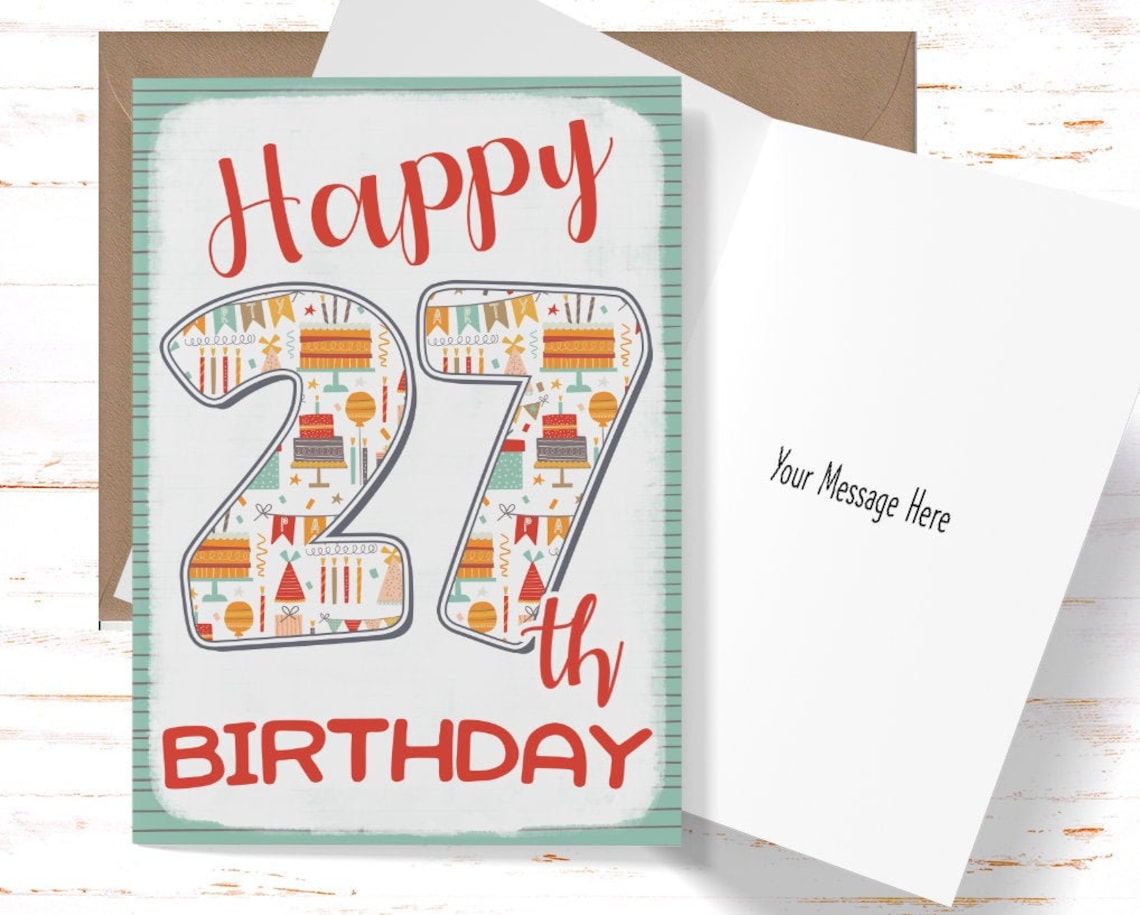 Happy 27th Birthday Card for Her Birthday Card for 27th - Etsy