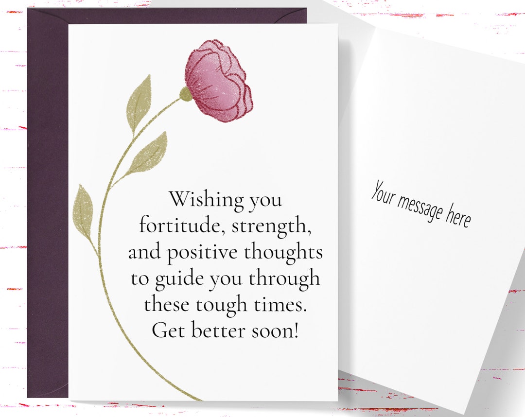 Get Well Soon Card: Positive Thoughts, Fortitude & Strength - Etsy