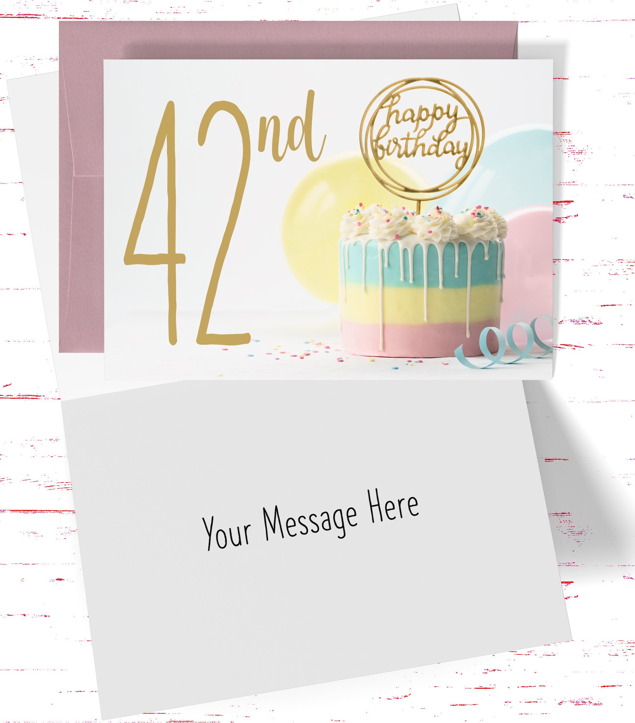 42nd Birthday Card for Her Beautiful Birthday Cake Card With - Etsy