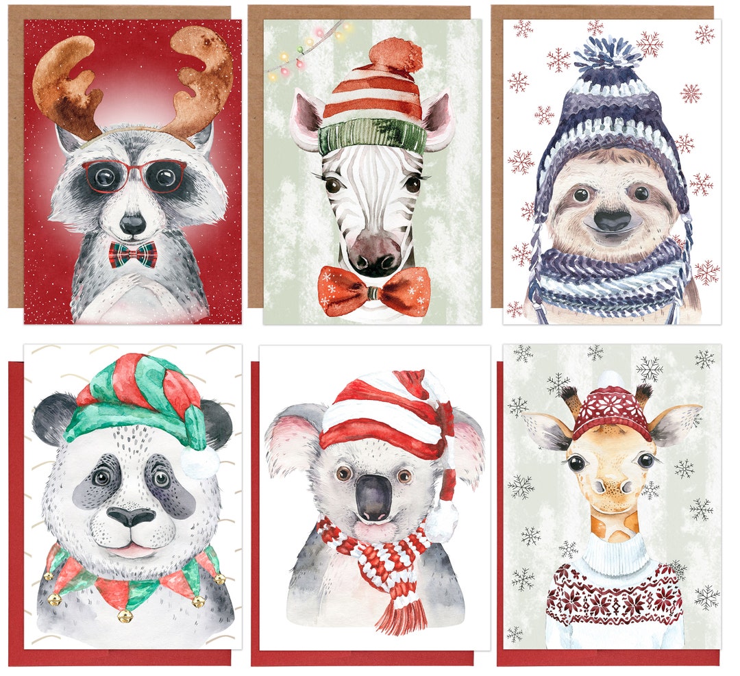 Boxed Christmas Cards, Christmas Card Set, Animal Christmas Cards Pack ...
