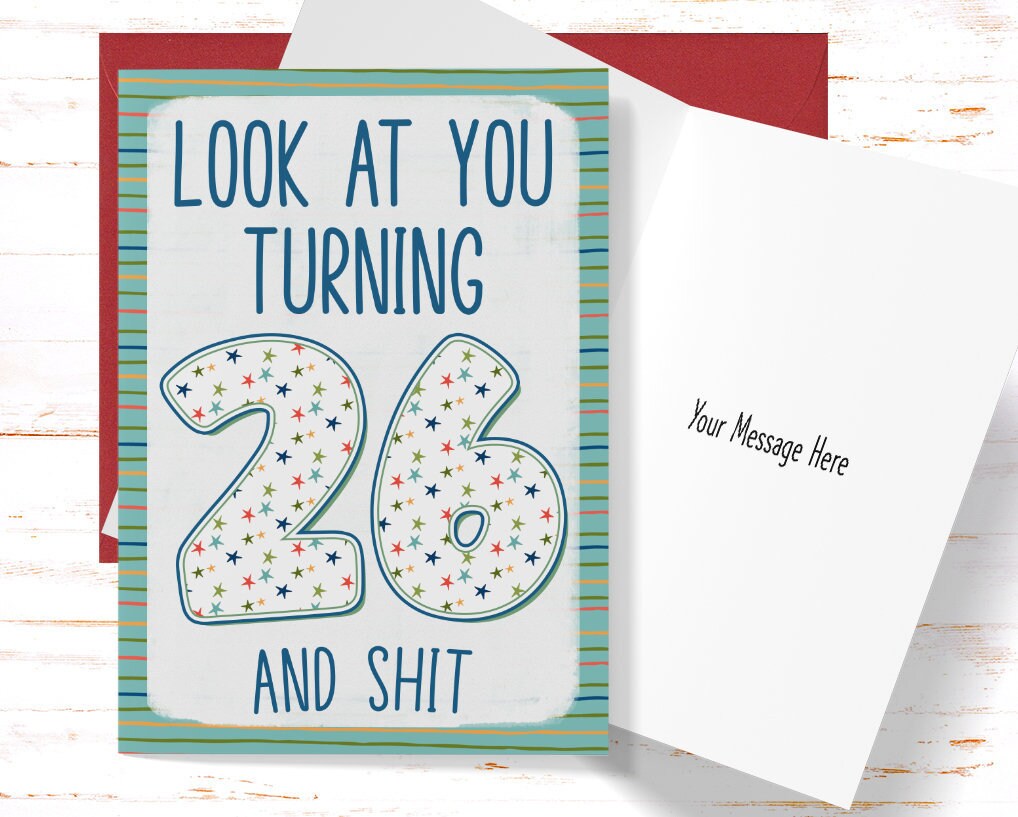 Funny 26th Birthday Card Sarcastic Birthday Card For 26th Etsy Funny 26th Birthday Card Sarcastic Birthday Card For 26th Etsy