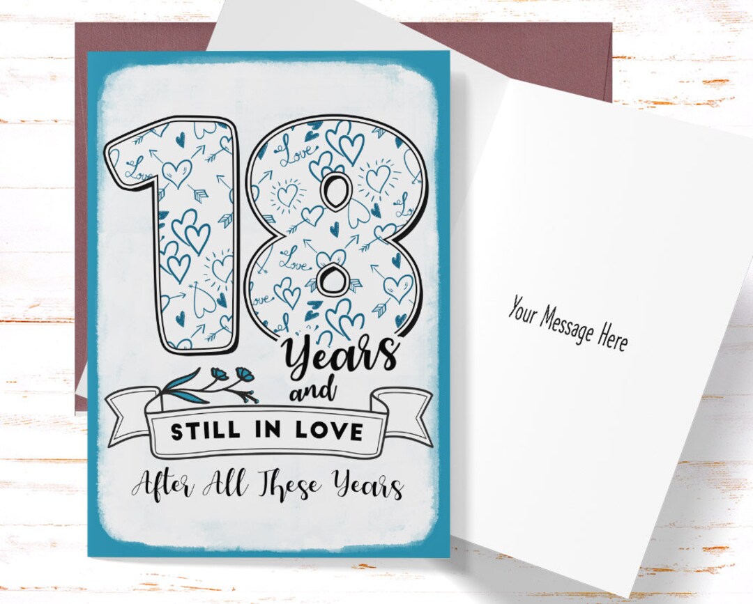 18th Anniversary Card, 18th Anniversary Gift, Eighteenth Anniversary ...
