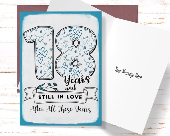 18th Anniversary Card 18th Anniversary Gift Eighteenth - Etsy