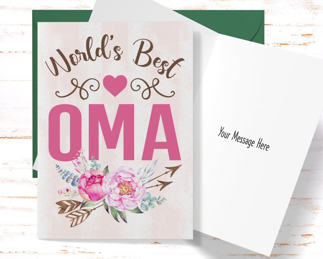 World's Best Oma Mother's Day Card for Oma, Beautiful Card for Oma ...