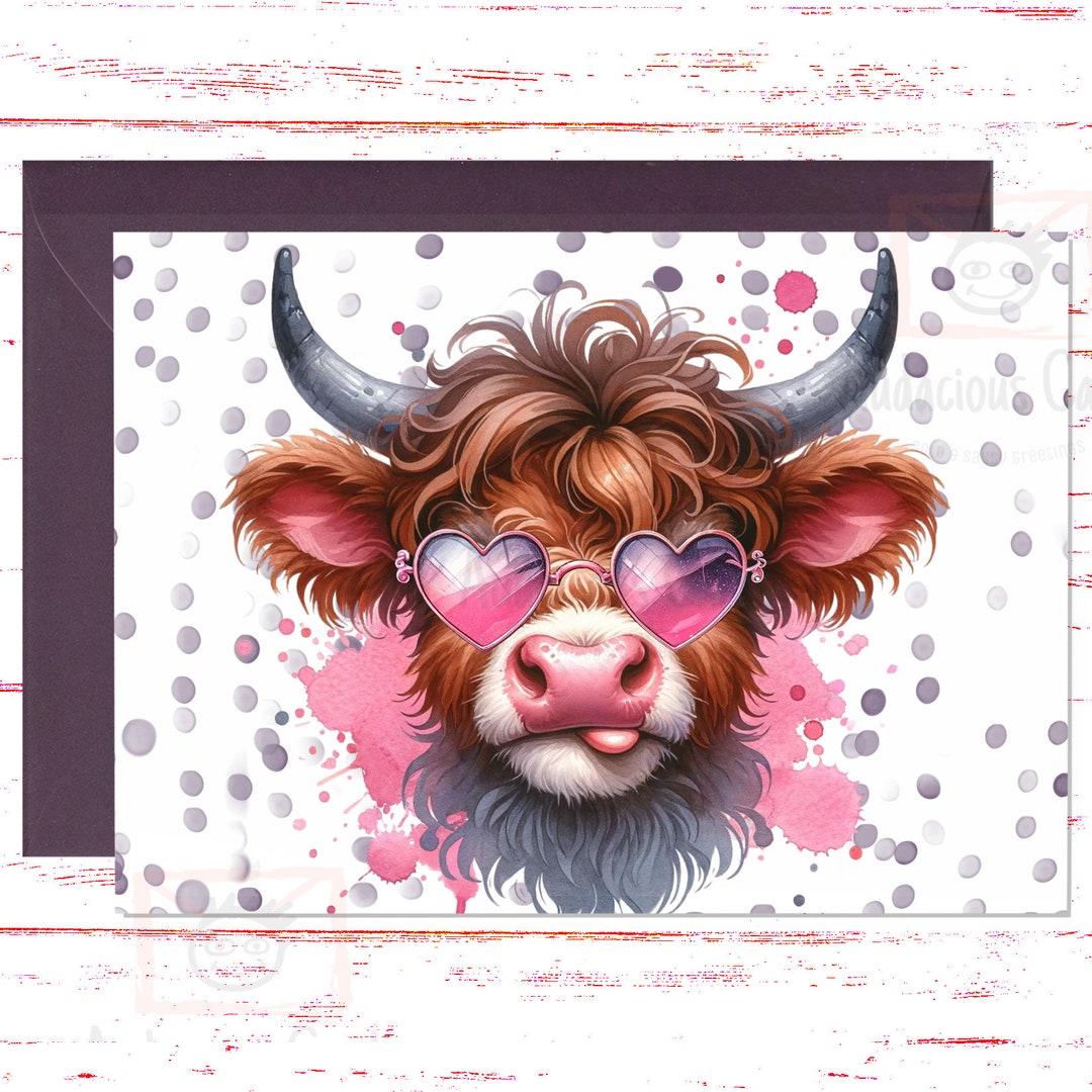 Highland Cow Valentine Card, Cute Card for Her, Best Friend Galantine ...