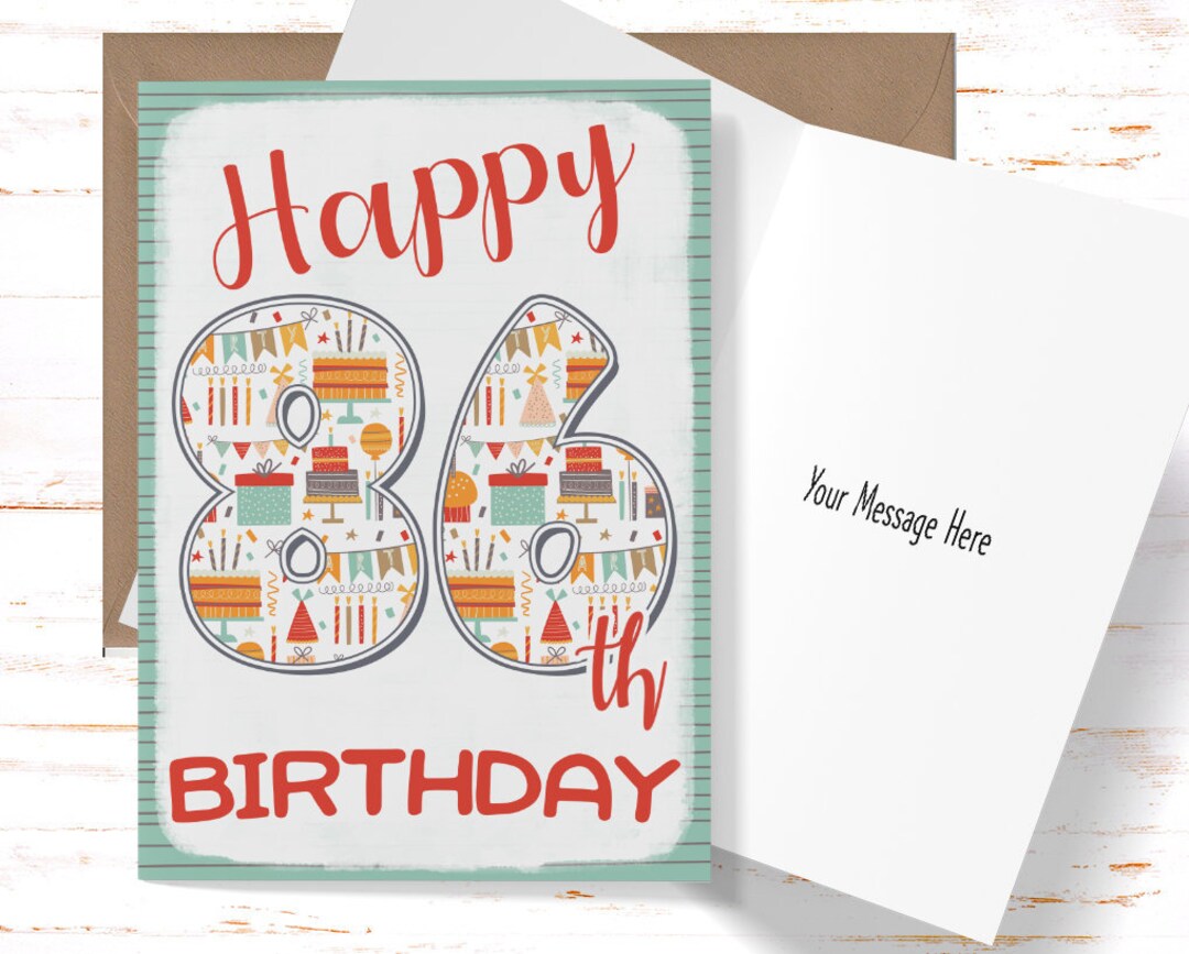 Happy 86th Birthday Card for Her, Birthday Card for 86th Birthday, Cute ...