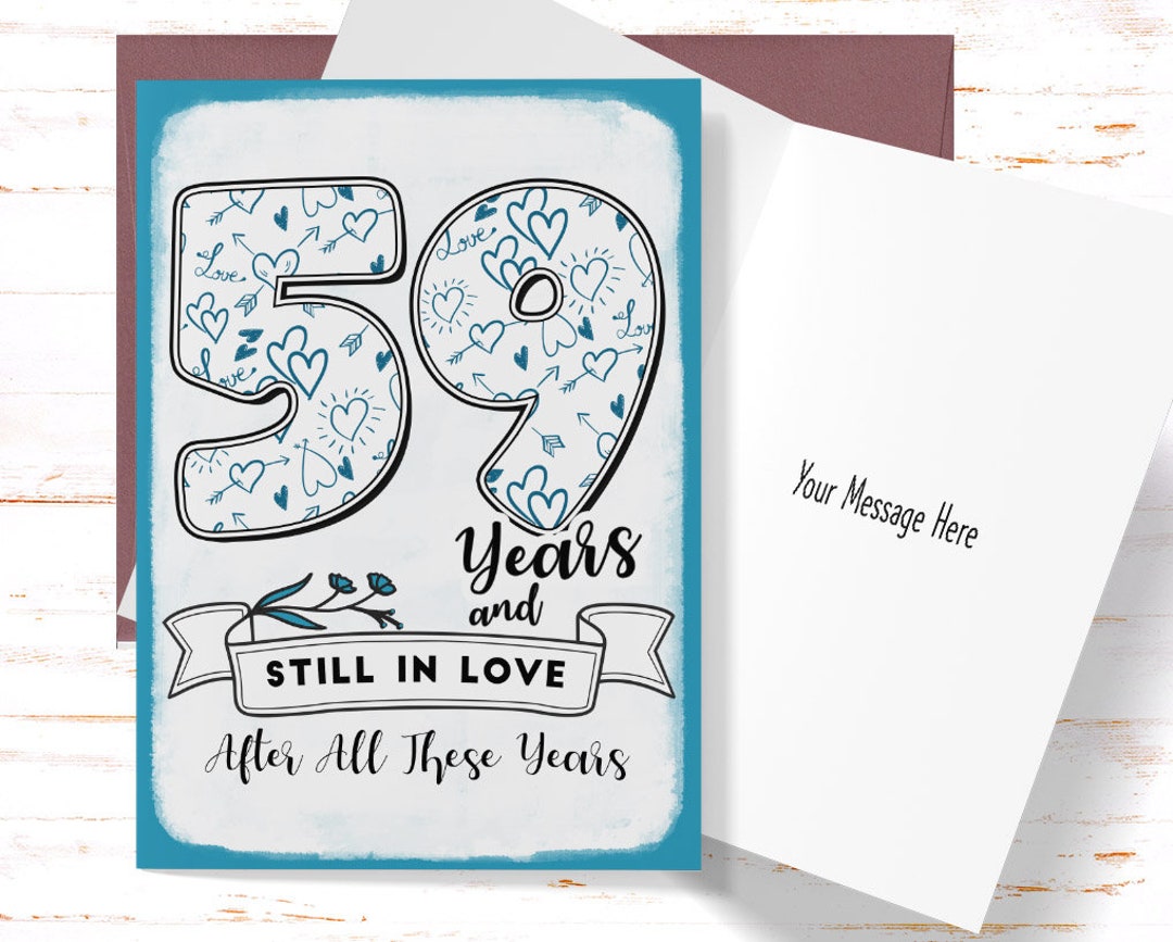 59th Anniversary Card, 59th Anniversary Gift, Fifty Ninth Anniversary ...