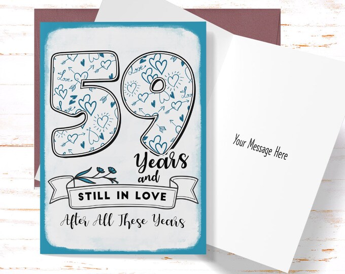 59th Wedding Anniversary Card - Charity 59 Year Fifty Ninth Greeting ...