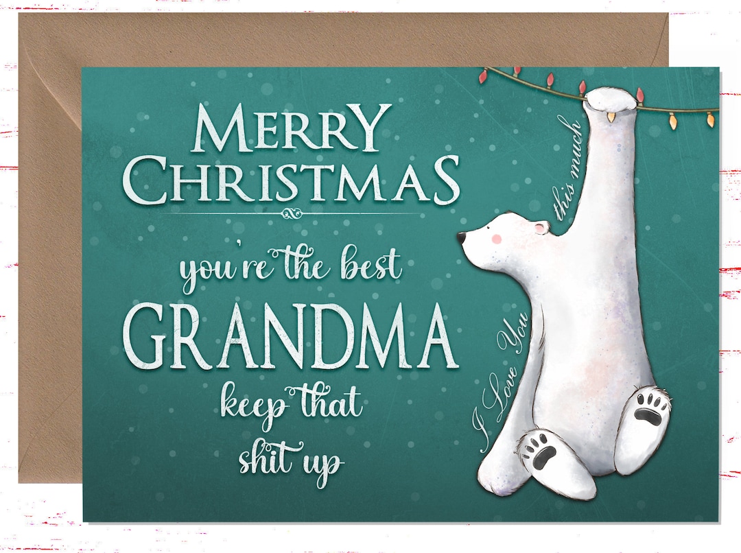 Christmas Card for Grandma, Vintage Style Christmas Card Merry ...