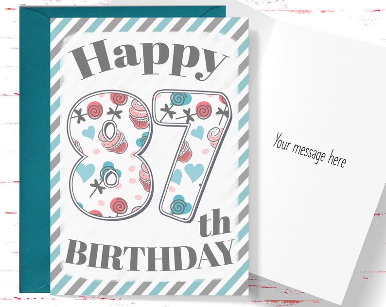 Happy 87th Birthday Card Cute Birthday Card for 87 Year Old - Etsy