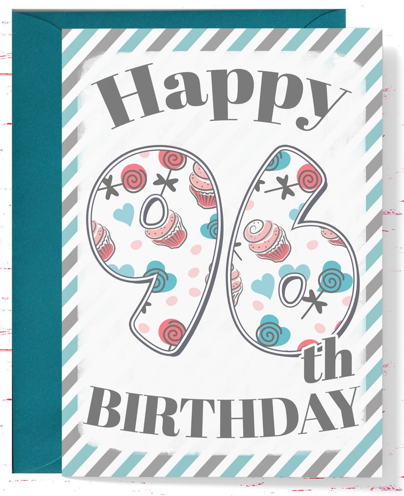 Happy 96th Birthday Card Cute Birthday Card for 96 Year Old - Etsy