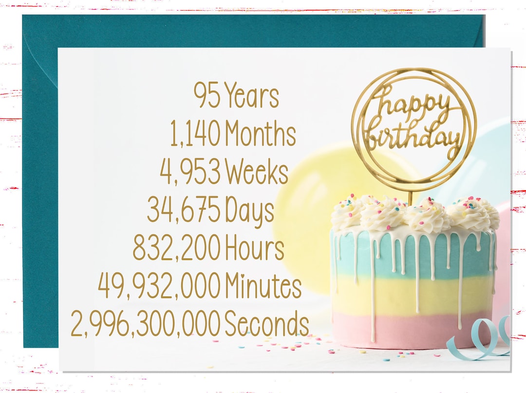 95th Birthday Card for Her, 95th Birthday Card for Women, 95 Year Old ...