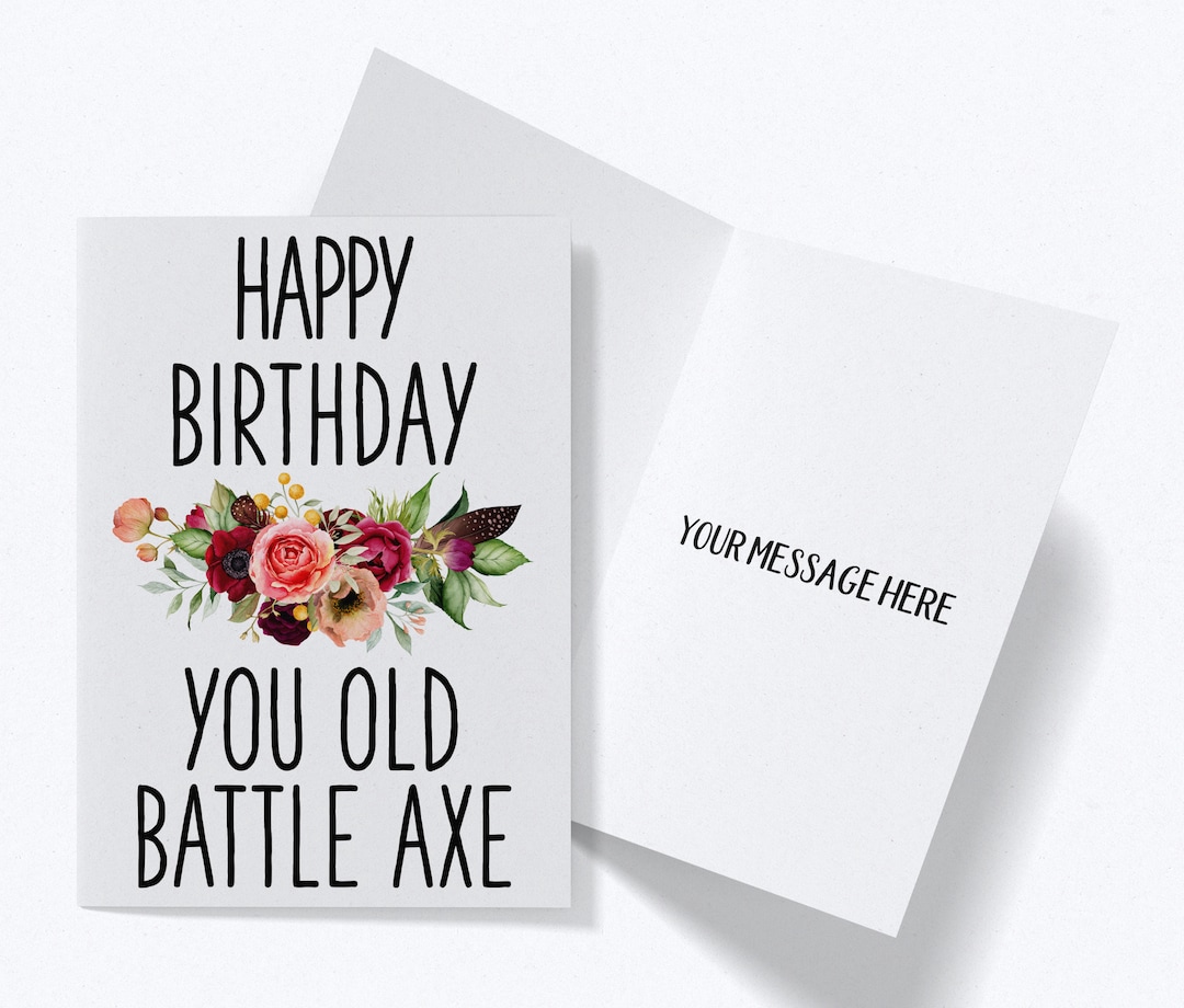 Sarcastic Battle Axe Birthday Card for Wife, Funny Wife Card, Sarcastic ...