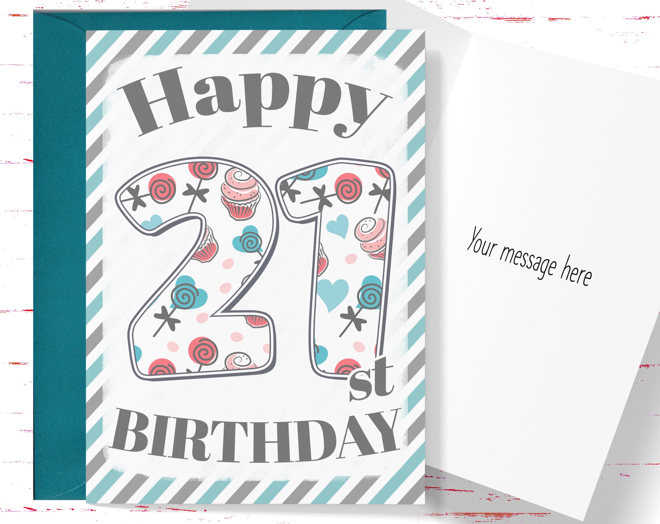 Happy 21st Birthday Card Cute Birthday Card for 21 Year Old - Etsy