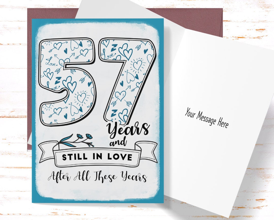 57th Anniversary Card, 57th Anniversary Gift, Fifty Seventh Anniversary ...