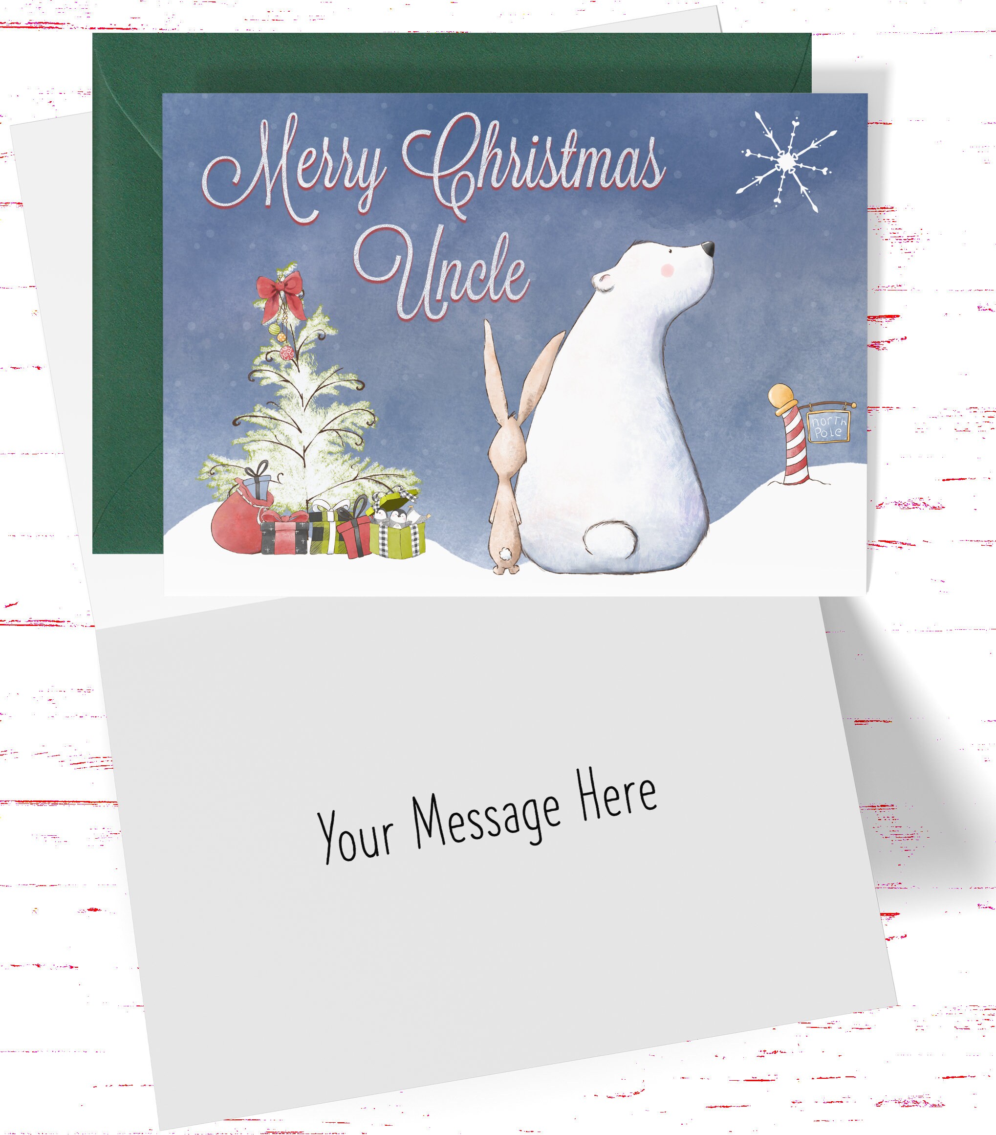 Christmas Card for Uncle Vintage Style Christmas Card Merry - Etsy