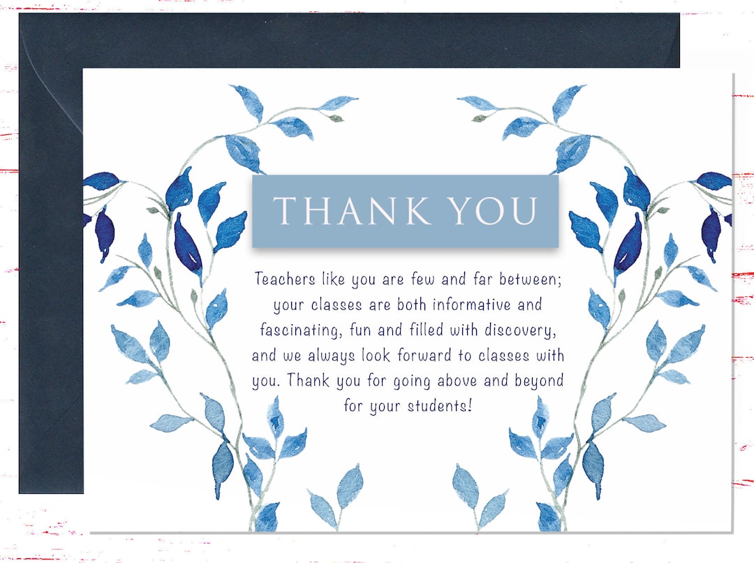 Thank You Card for Teacher, Appreciation Card, General Thank You Card ...