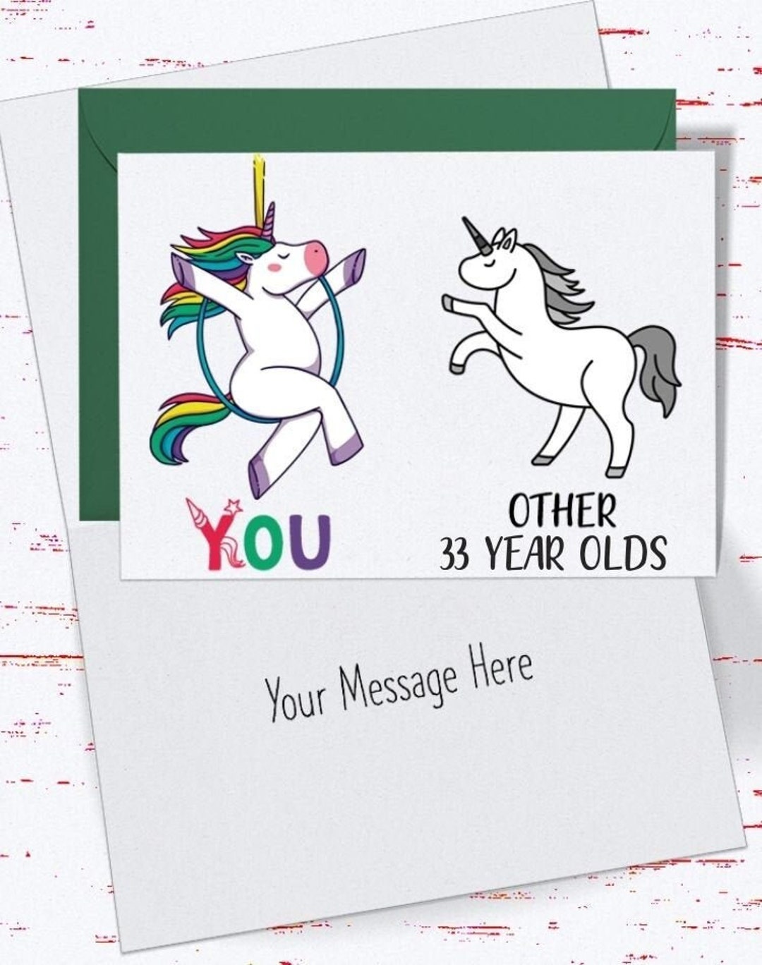 33rd Birthday Card for Her, Unicorn Birthday Card for 33rd Birthday ...