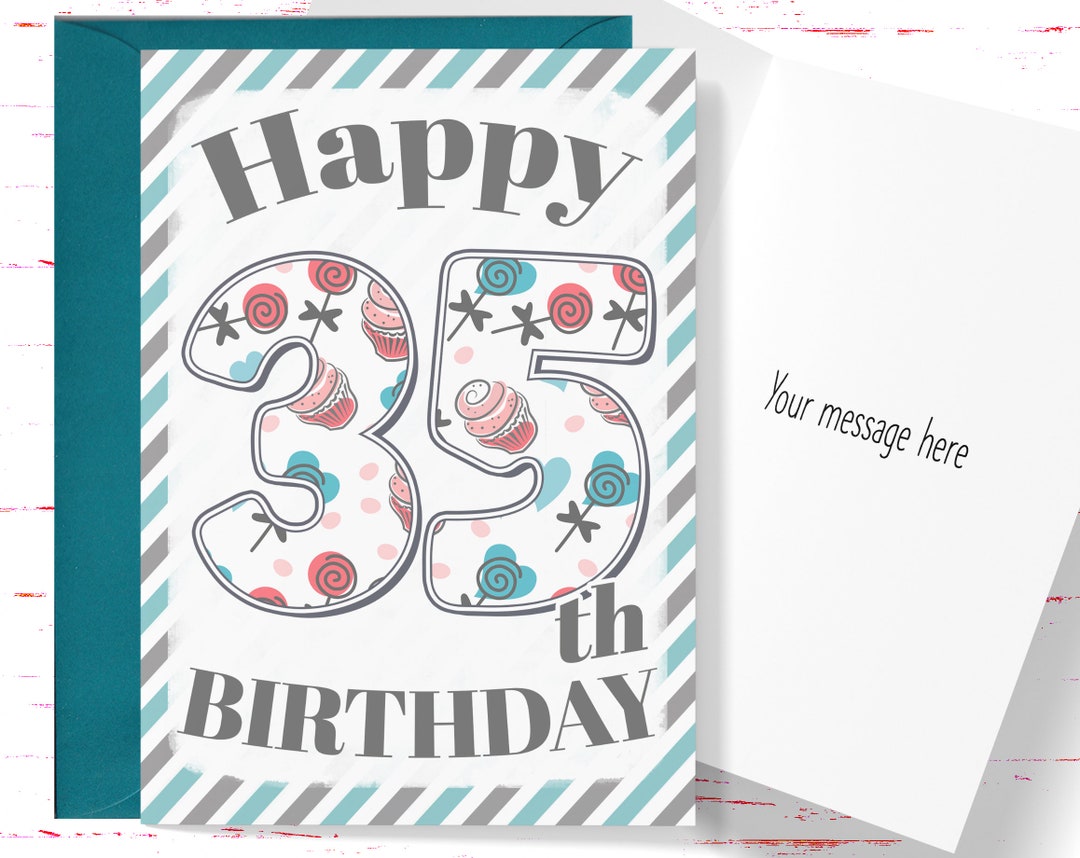 Happy 35th Birthday Card, Cute Birthday Card for 35 Year Old Birthday ...