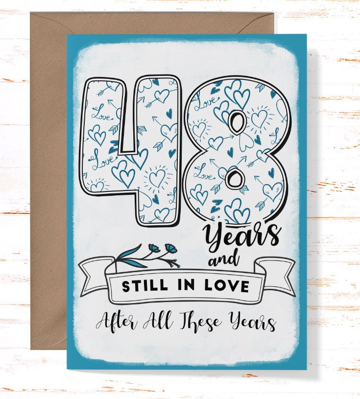 48th Anniversary Card 48th Anniversary Gift Forty Eighth - Etsy