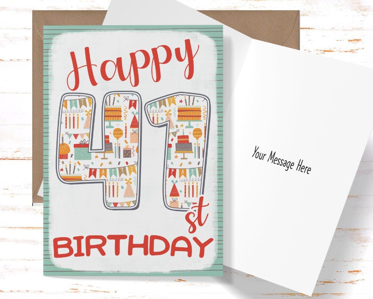 Happy 41st Birthday Card for Her Birthday Card for 41st - Etsy