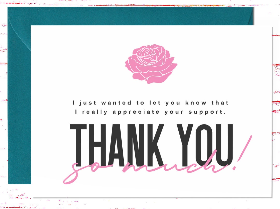Thank You Card for Your Support, Appreciation Card, General Thank You ...