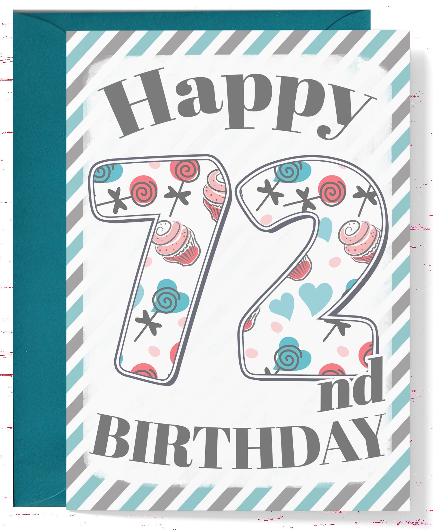 Happy 72nd Birthday Card Cute Birthday Card for 72 Year Old - Etsy