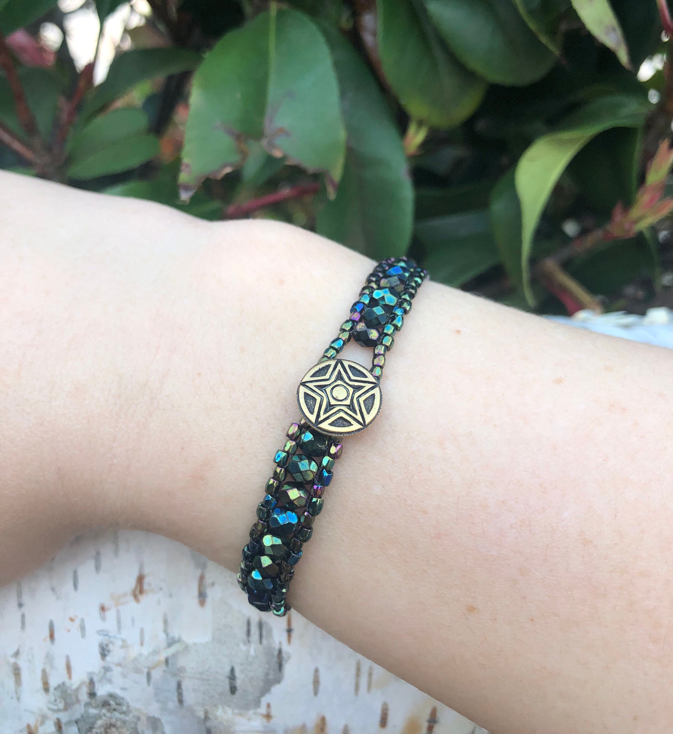 Beadwork Bracelet With Button Closure Woven Beaded Bracelet - Etsy