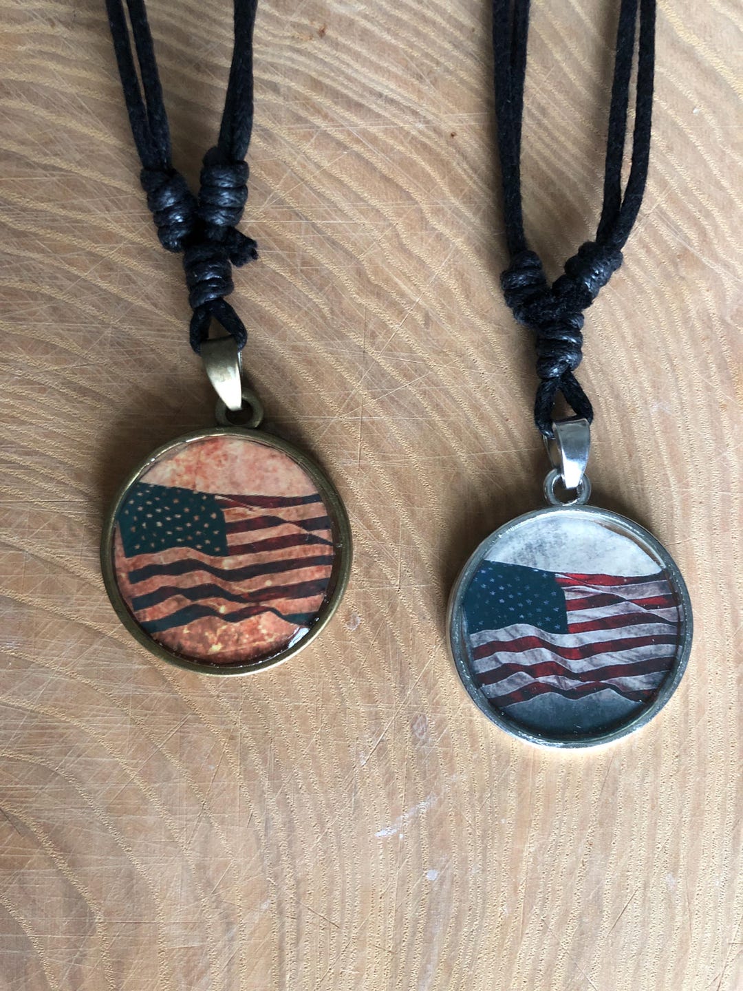 USA Flag Necklace, American Flag Pendant, Veteran Hemp Necklace ...