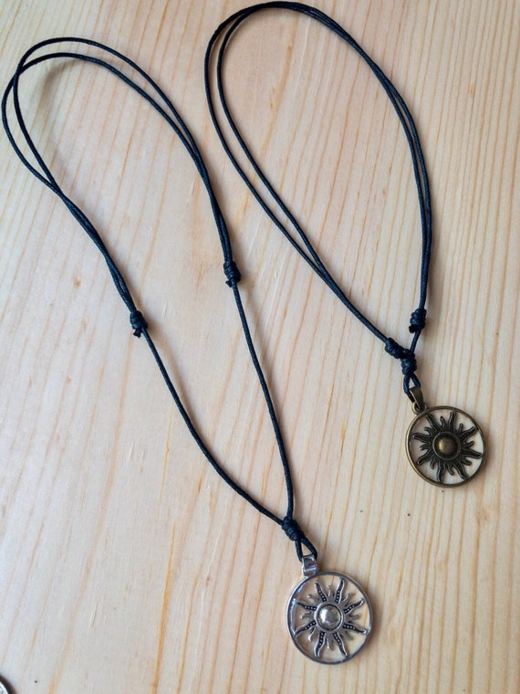 Sun Resin Pendant Hemp Necklace Adjustable Vegan Jewelry Black Cord Necklace Etsy