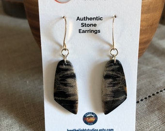 Palm Root Earrings, Fossilized Palm Root, Natural Stone, Long Dangle ...