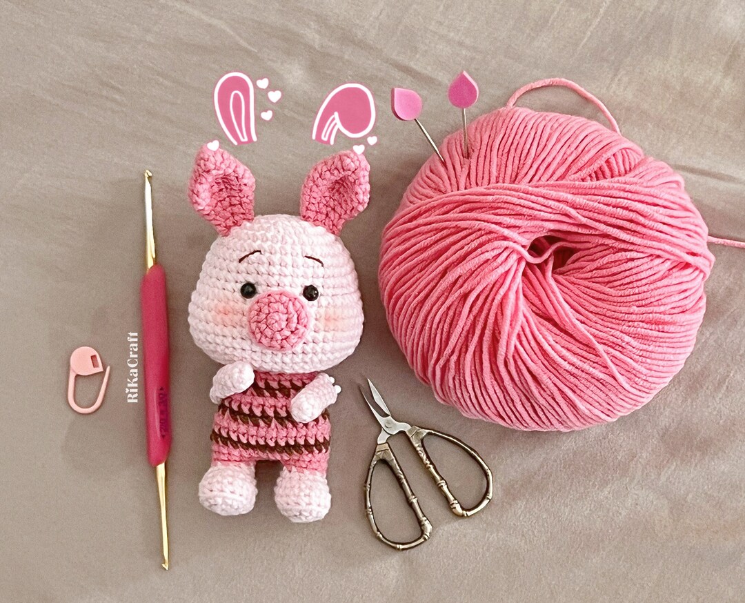 Piglet Crochet Pattern Keychain, Crochet Winnie the Pooh, Amigurumi ...