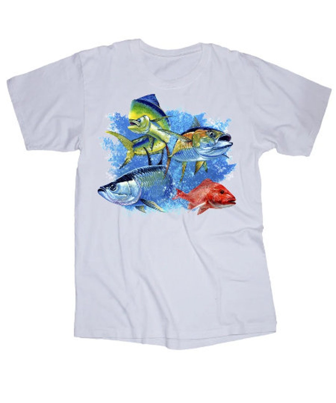 Fishes in the Water White T-shirt, Front Chest Only Print, Fish Tee ...