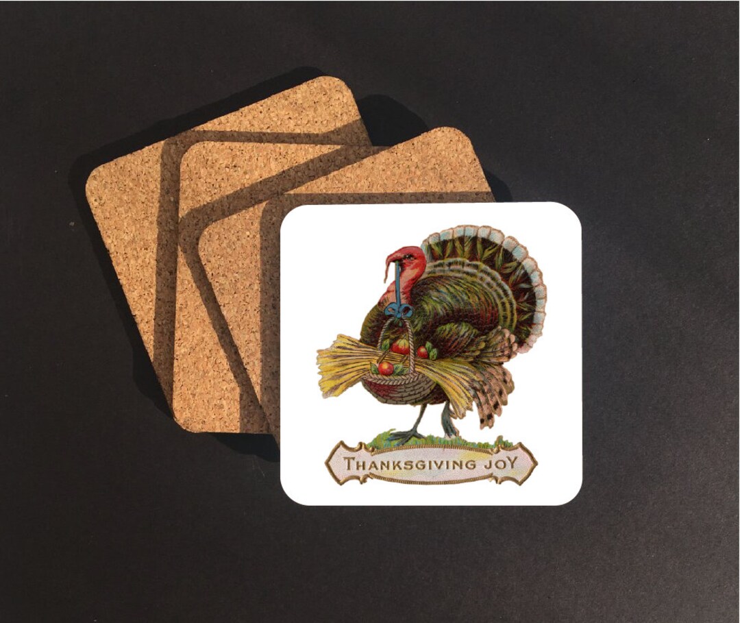 4 Set of Thanksgiving Drink Coasters, Thanksgiving Coasters, Table ...
