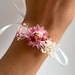 Rustic Flower Bracelet Blush and Ivory Flower Jewellery Bridal Wrist ...