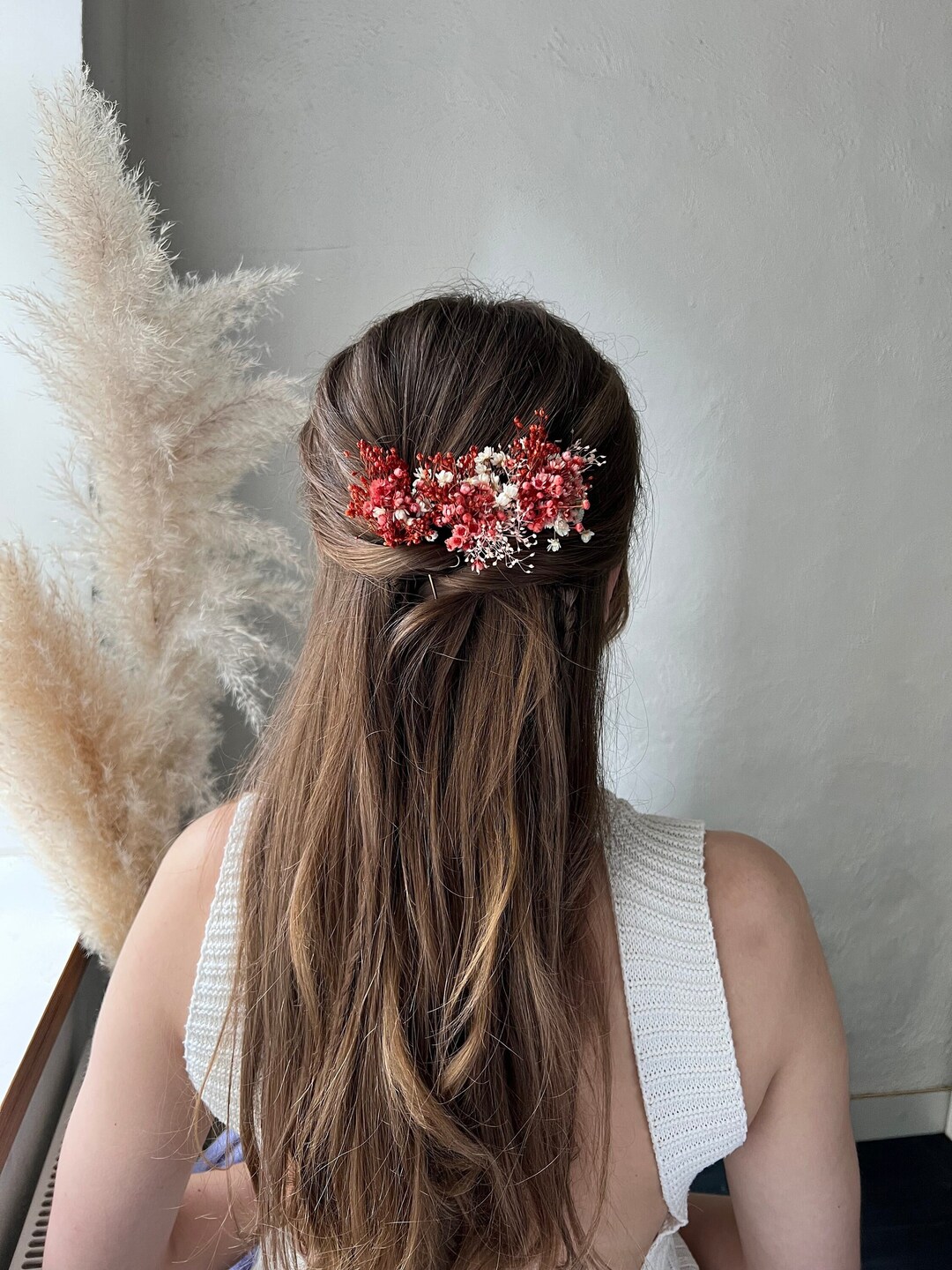 Meadow Grass Red Pins Terracotta Burgundy Dried Flower Hair Pins Fall ...