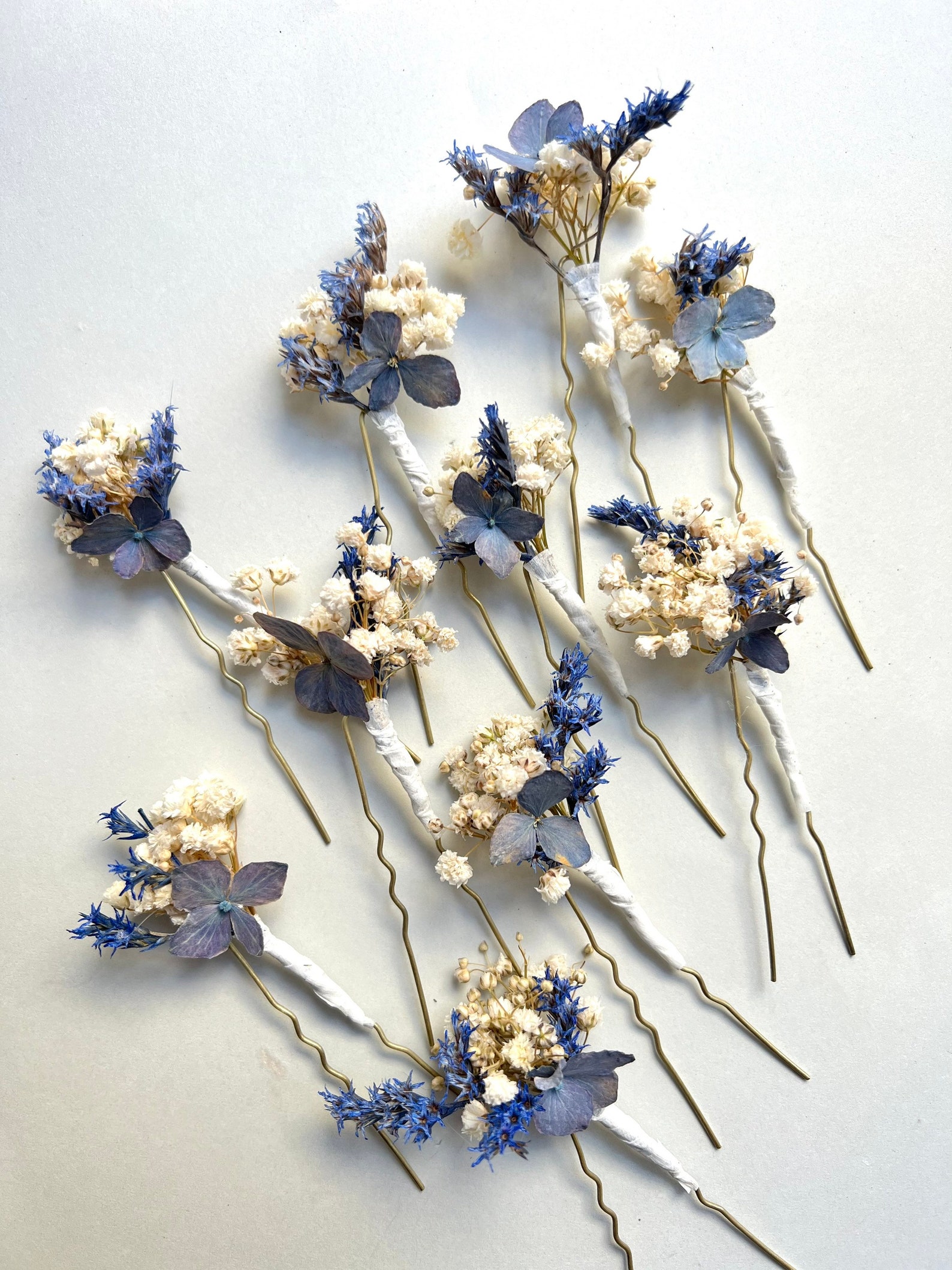 Blue Hair Pins Babys Breath Clip Pins Gypsophila Hair Piece - Etsy