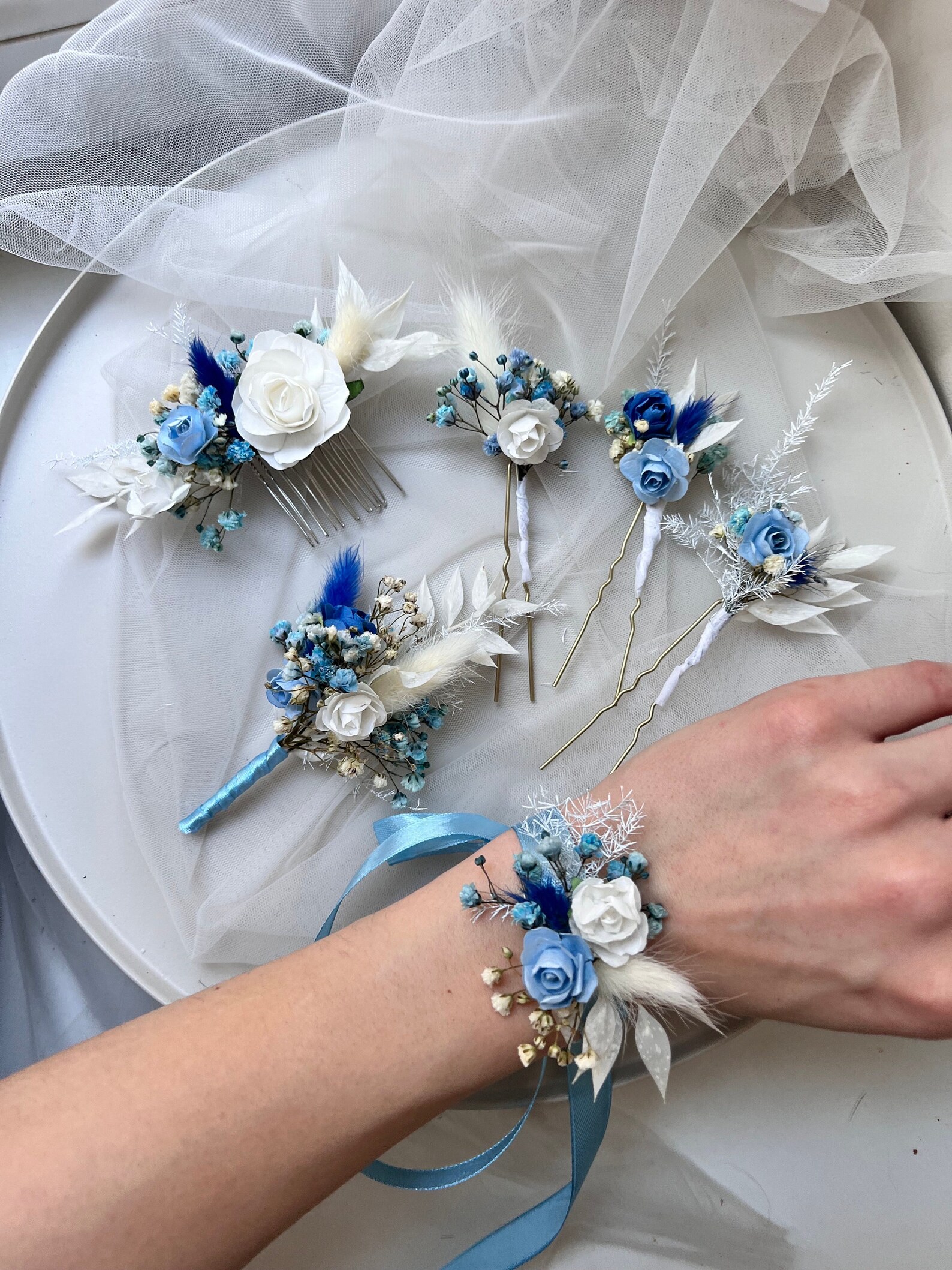 Blue Flower Boutonniere White Blue Peony Pocket Bouquet Ocean Blue ...