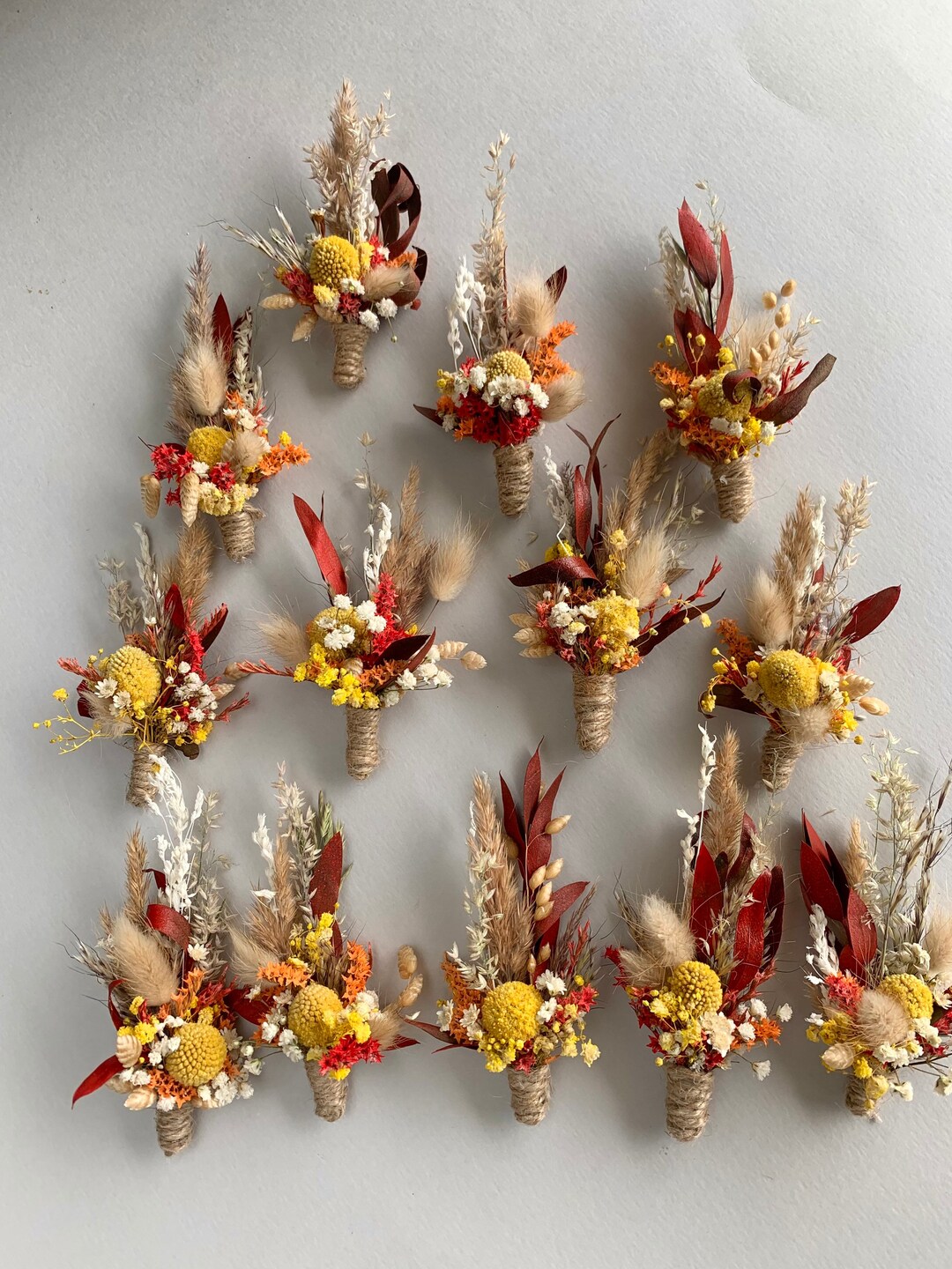 Wedding Boutonniere Burgundy Small Bouquet Boho Wedding Bouquet Dried ...