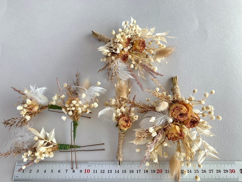 Boho Hair Pins Dried Flower Bouquet Bohemien Hair Accessory Rustic ...