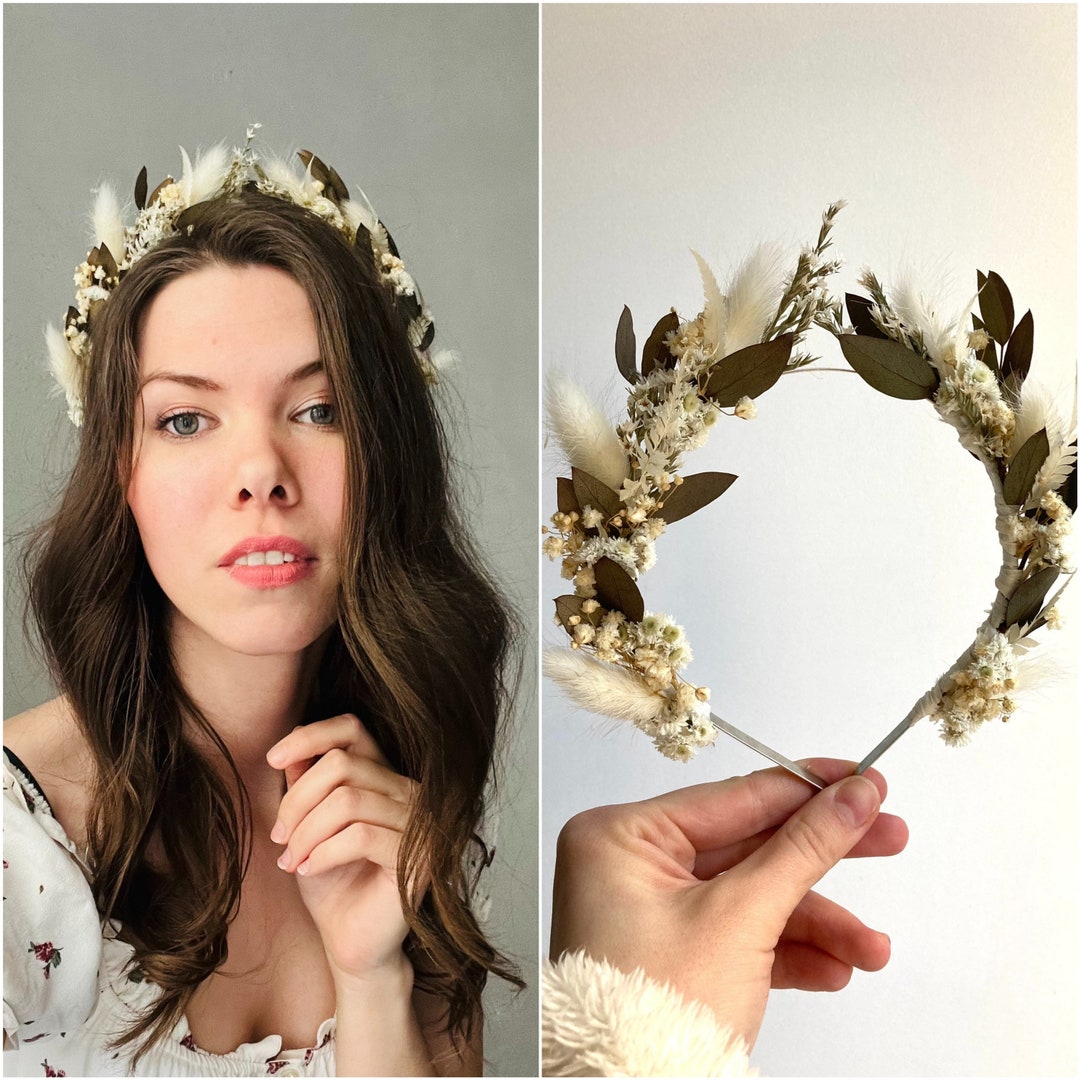 Dried Eucalyptus Baby's Breath Crown Gypsophila Crown Real Dried ...