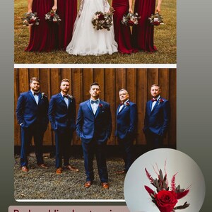 Red Rose Buttonhole Wedding Boutonnière Burgundy Boutonnière Preserved ...