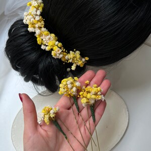 Yellow Hair Piece Dried Flower Hair Accessory Yellow Floral Headpiece ...