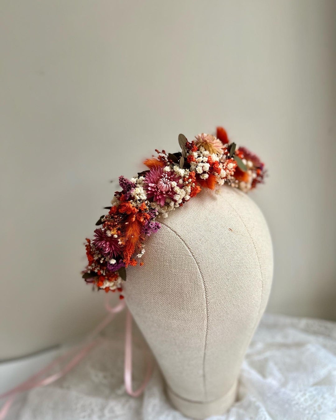 Terracotta Crown Dried Flower Wreath Rust Flower Headband Dried Flower ...