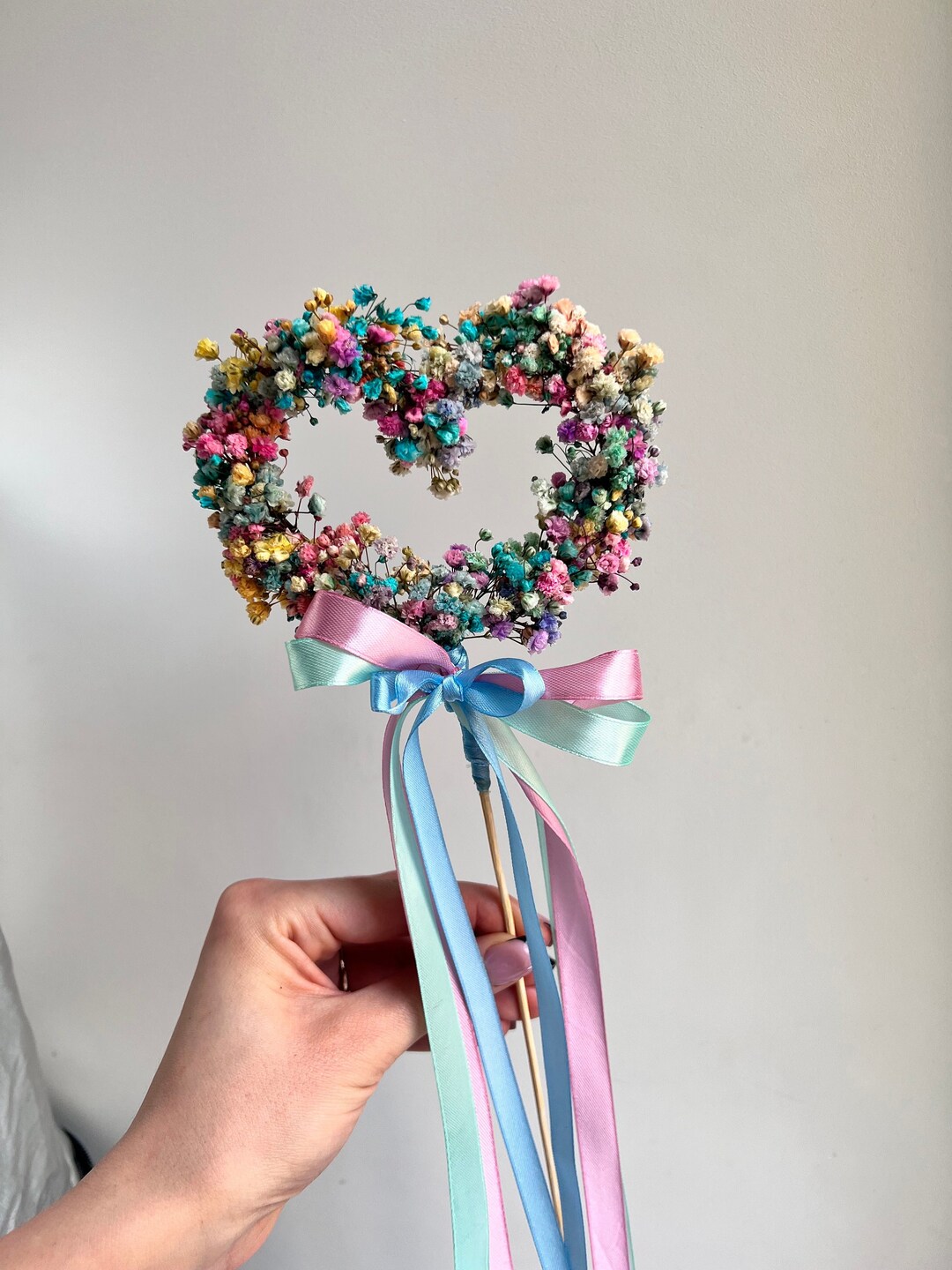 Babys Breath Heart Wand Gypsophila Flower Decor Rustic Wedding Favor ...